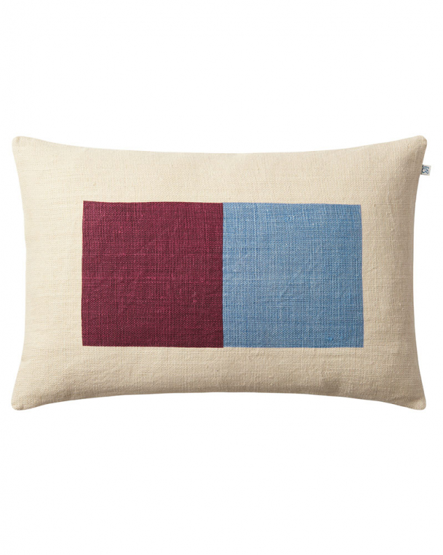 Linen cushion cover Deepak - Blue/Ruby | Chhatwal & Jonsson